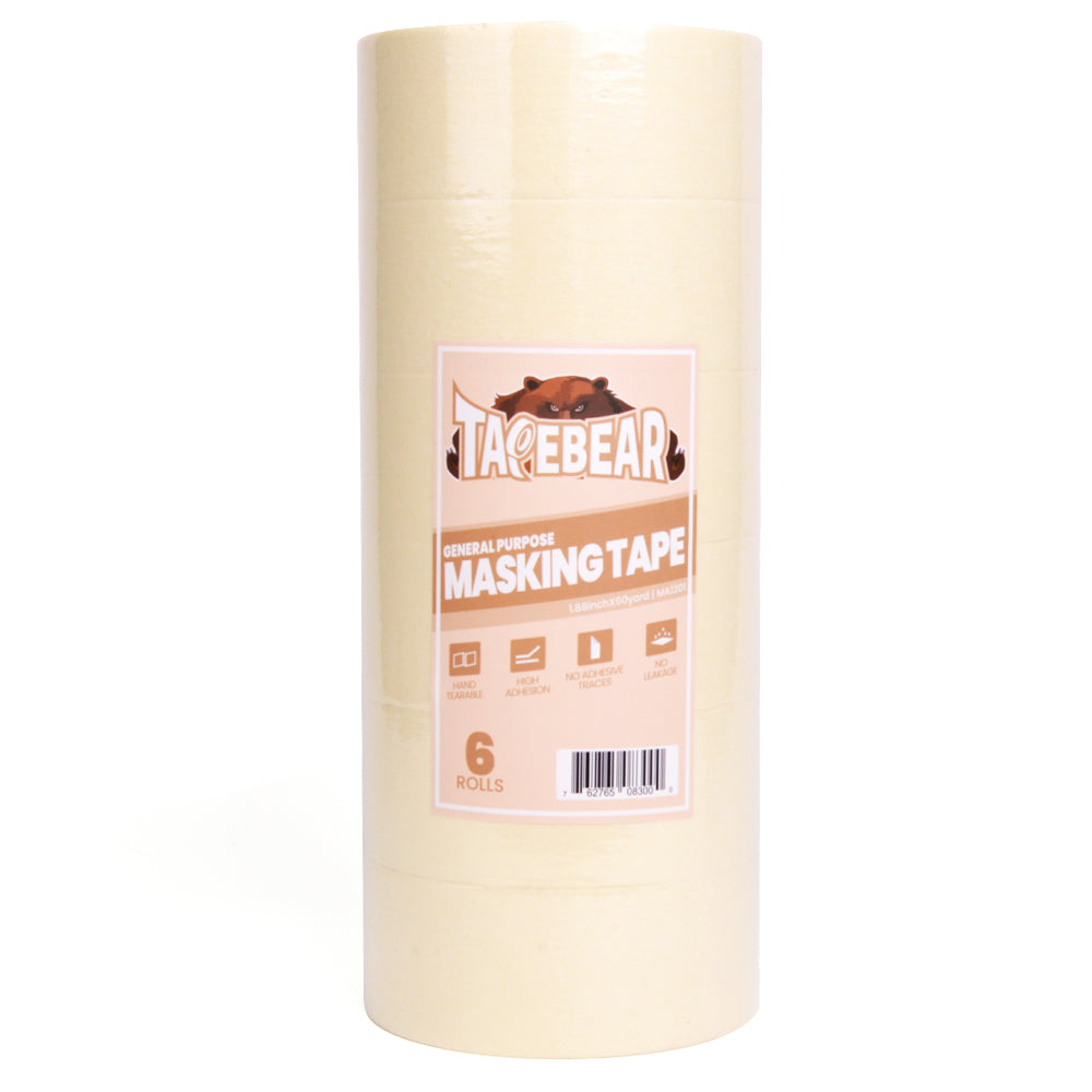 Tapebear 1.88'' x 60 yds Masking Tape, 5 mil General Purpose Beige Mas ...
